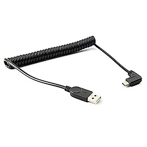 Traovien Coiled USB C Cable, USB 2.0 A to 90 Degree USB Type C 3A Spring Charge Cable, Stretched 0.6-5FT for Car Charger Galaxy S8 S9, Moto Z, More (USB A Male to C Male)