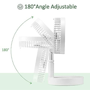 LIPETY Portable Standing Fan with Remote Controller, 7.5" Foldable Desk Fan, 7200mah & USB Quiet Fan, Mini Floor Fan, Telescopic Pedestal Fans for Personal Bedroom Office Fishing Camping (White)