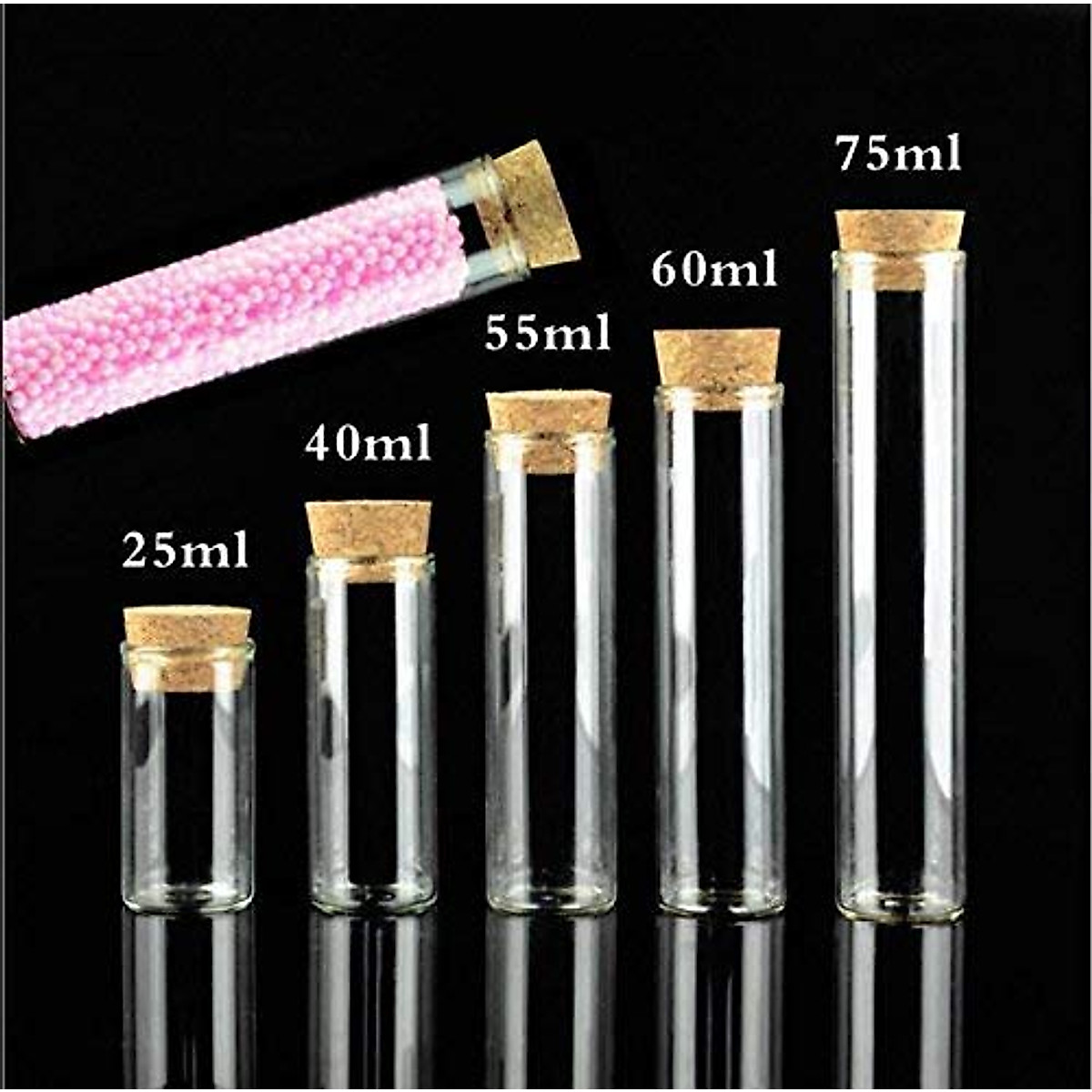 10PCS Empty Glass Clear Test Tube Message Bottles Vials Jars Packing Container with Wood Cork Stoppers for Scientific Experiments Tea Powder Liquid Storage Dispenser(40ml-30mmx80mm)