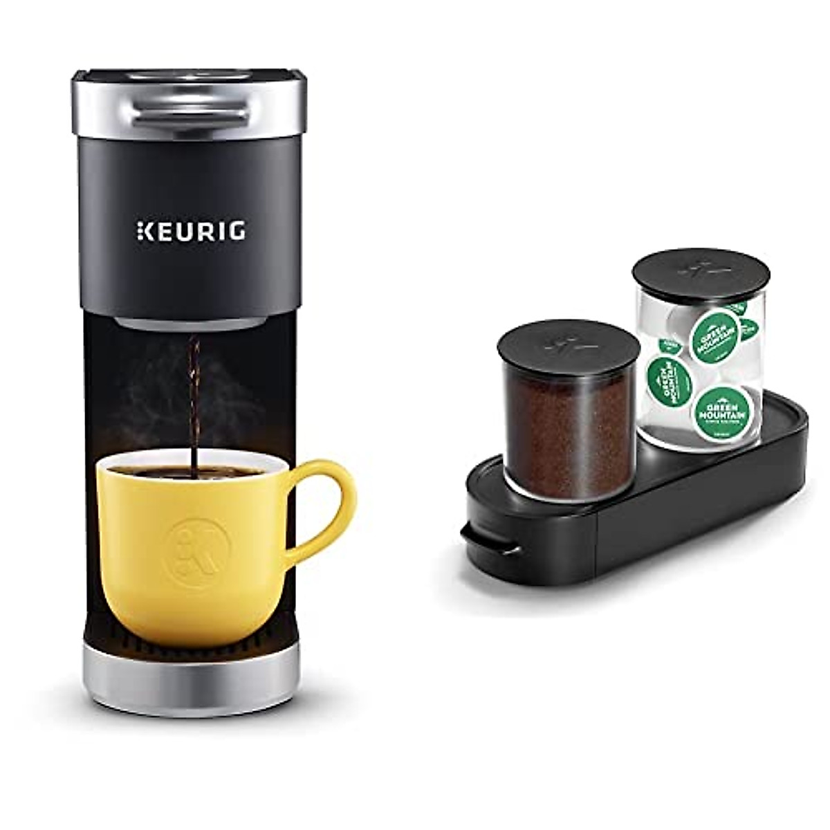 Keurig K-Mini Plus Coffee Maker, Single Serve K-Cup Pod & Keurig K-Cup Pod & Ground Coffee Storage Unit