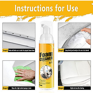 Car Foam Cleaner, Car Magic Foam Cleaner, Foam Cleaner All Purpose, Multi purpose Foam Cleaner for Car Detailing, Stain-Removing Foam Cleaner for Car Seats and Upholstery - 100 ml