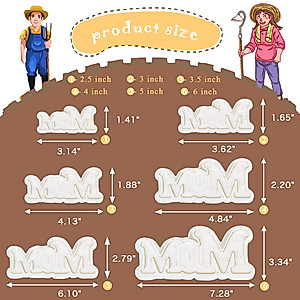 Flycalf Cookie Cutter Mom Mother Heart Gifts Baking Dough Tools with Plunger Stamps Handle Detailed Cake Decor Plastic Cutter Molds Party 3.5" Kitchen Supplies