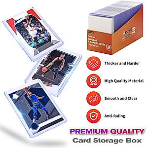 200 Card Sleeves Hard Plastic, Arjiekwei 3"X4" Baseball Card Protectors Hard Plastic, Premium Card Holder for Trading Sports Baseball Football Game Cards (100 Hard Sleeves + 100 Soft Sleeves)