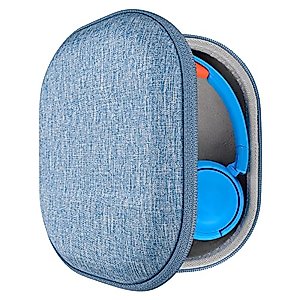 Geekria Shield Kids Headphones Case for Child On-Ear Headphones, Replacement Hard Shell Travel Carrying Bag with Cable Storage, Compatible with JBL JR300BT, JR 310BT Headsets (Blue)