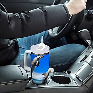 40 Oz Dolphins Ocean Stainless Steel Insulated Tumblers with Lid and Straw Travel Coffee Tumbler