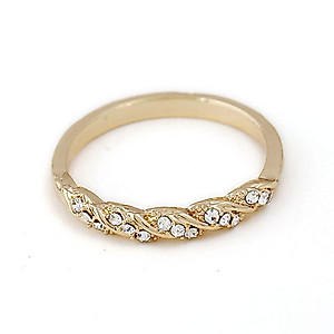 YAZILIND Women Gold Plated Joint Knuckle Stackable Ring Gemstone Twist Shinning Promise Engagement High Polish Wedding Ring US Size: 9