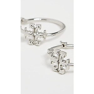 Tory Burch Women's Eleanor Small Hoop Earrings, Tory Silver, One Size