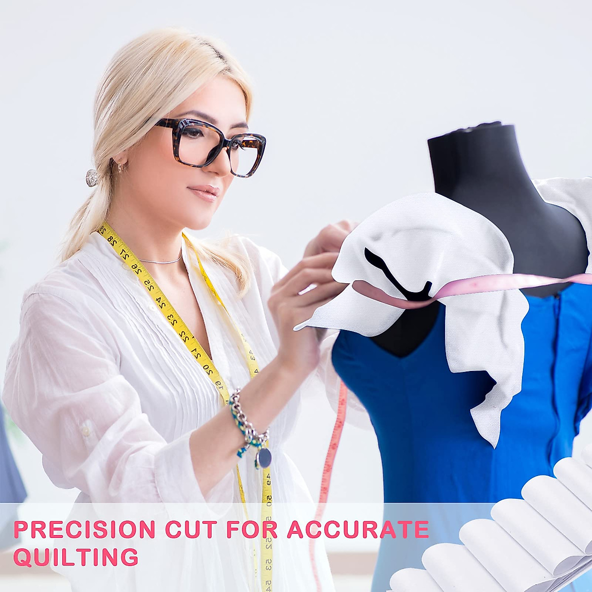 40 Pcs White Jelly Cotton Fabric Patchwork Roll, 2.55 Inch Roll Up Cotton Fabric Quilting Strips, Jelly Fabric Patchwork Craft Cotton Fabric for Quilters and Sewing DIY Crafts (Basic Style)