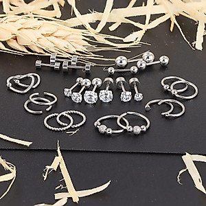 Ftovosyo 18g Cartilage Earrings Hoop Studs for Women Surgical Steel Forwards Helix Earring Hoop Daith Conch Tragus Earrings Piercing Jewelry for Men