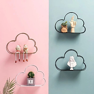 YHODCUIF Floating Shelves Mordern Cloud Design Wall Mounted Floating Shelf Metal Iron Storage Display Rack Organization Holder for Home Office DIY Decor Wall Shelf(White)