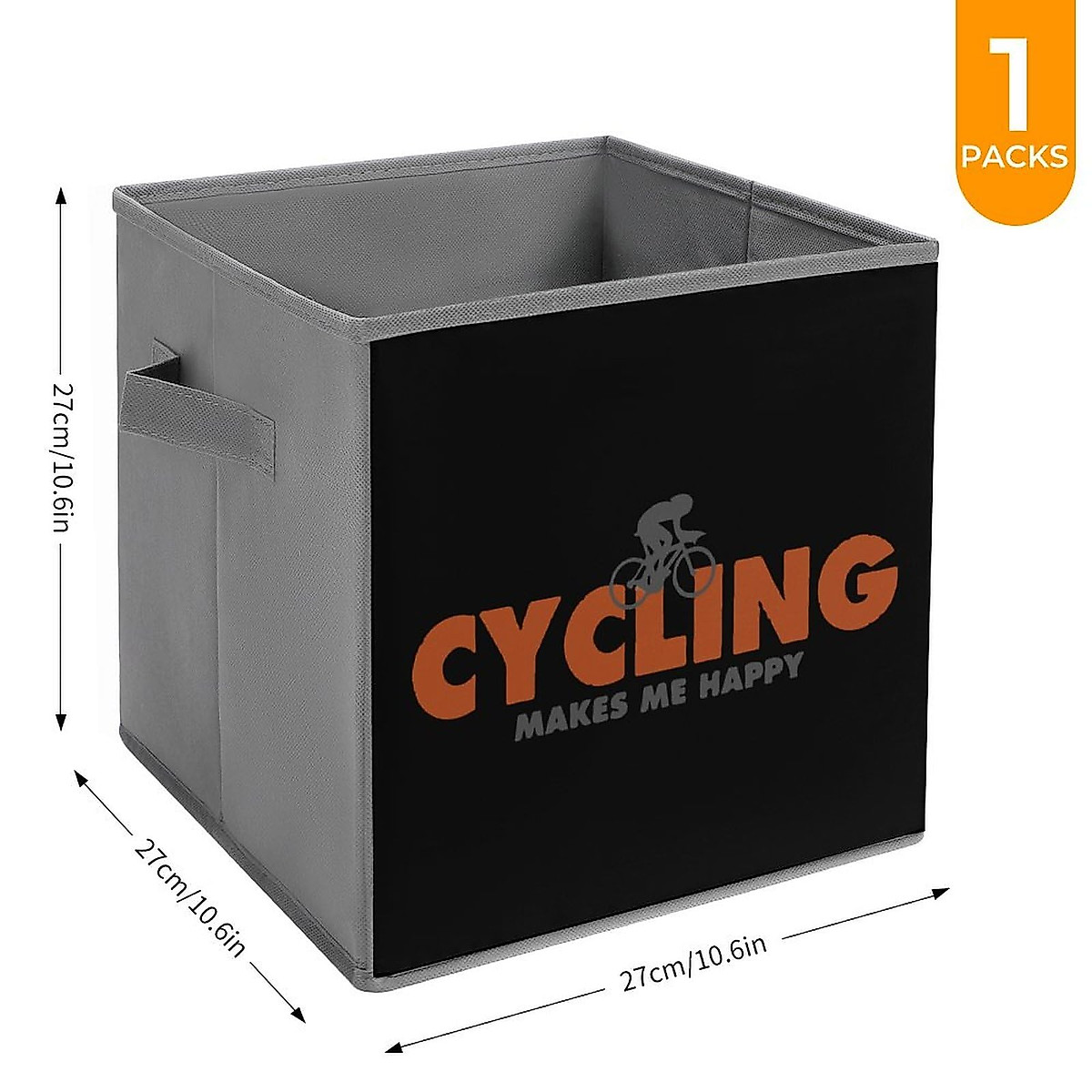 Cycling Makes Me Happy Folding Fabric Storage Bins Cubes Closet Organizer Basket with Handles 1PCS