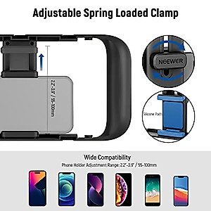NEEWER Smartphone Video Rig, Phone Video Stabilizer Grip Vlogging Cage with Cold Shoe Tripod Mount, Phone Rig for Videomaker Film Maker Video grapher Compatible with iPhone Samsung and More, A104