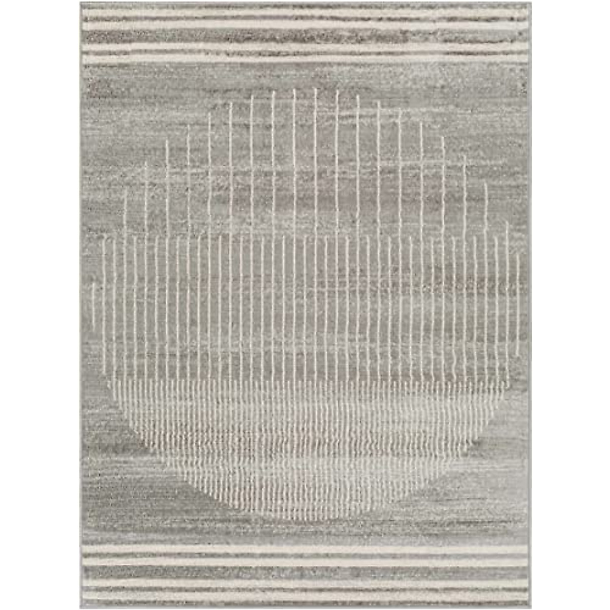 Hauteloom Angus Contemporary Bedroom Living Room Farmhouse Area Rug - Art Deco Boho Carpet - Mid Century Round Southwestern - Native American - Light Grey, Dark Gray, Beige - 5'3" x 7'1"