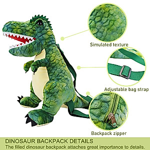 JUSTQUNSEEN Plush T Rex Dinosaur Backpack, 16" Dinosaur Stuffed Animal Bag toddler Dinosaur Backpack for Kids 3-5, Dinosaur Gift Bag Plush Dinosaur Toys for kids Giant Dinosaur Plush backpack adult