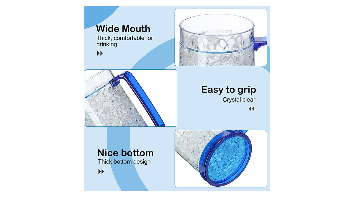 Insulated Freezer Beer Mugs - 6 Pack for Parties