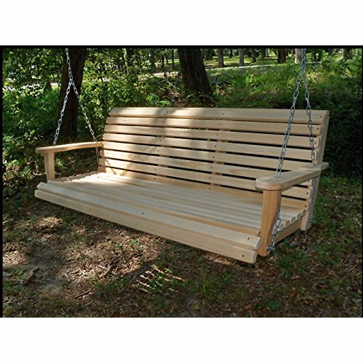 Ecommersify Inc 5 Five Feet Ft Made in The USA Rot Resistant Cypress Lumber Roll Back Porch Swing with Swing-Mate™ Comfort Springs