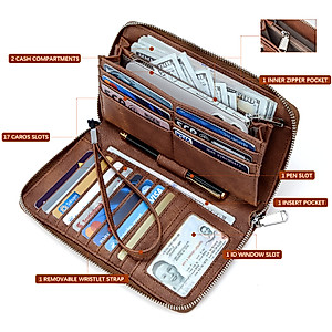 BOSTANTEN Womens Leather Wallets RFID Blocking Large Capacity＆Backpack Purse for Women Fashion Travel Backpacks