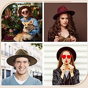 Mepase 4 Pcs Women's Classic Wide Brim Felt Hats - Adjustable Trendy Hats for Wedding, Prom, Party, Club, Camping in 4 Colors