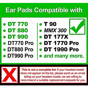 LTYIVABHTTW Earpads Compatible with DT 770 Pro, DT 880 Pro, DT 990 Pro, DT 1770 Pro, MMX 300, DT 1990 Pro, DT 177X, T 90 Headphones (Silver Grey Velour)