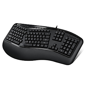 Adesso Tru-Form 150 3-Color Illuminated USB Ergonomic Keyboard AKB-150EB