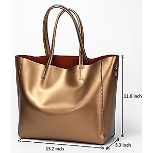 Covelin Women's Handbag Genuine Soft Leather Tote Shoulder Bag Hot Bronze