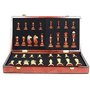 OJOINK Wooden Chess Set, Portable Chess Set for Adults, Folding Wooden Chess Board, for Kids and Adults