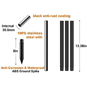 ZOOHAR Stainless Steel Light Poles Solar Lights Poles with Spikes Replacement ABS Lights Stakes for Christmas Garden Lights (8 Pieces)-8 Light Poles + 2 Lights Stake