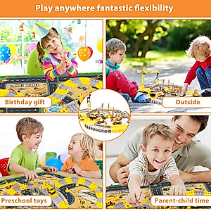Construction Race Tracks for Kids Toys for Boys,Slot Car Race Track Sets 5 Car Toys Trucks and DIY Track,Construction Car Site Vehicles Toy Set for Ages 3 4 5 6 7 8+ Year Old Girls Boys