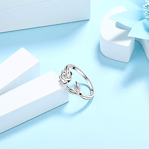 Adjustable Rose Flower Ring for Women s Princess Wedding Engagement Band Elegant Rose Ring Wedding Jewelry FR0019W