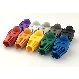 Accessbuy 100 Pack RJ45 CAT6 CAT6E CAT5 CAT5E Ethernet Network Cable Strain Relief Boots Cable Connector Plug Cover Mixed Color for Laptop