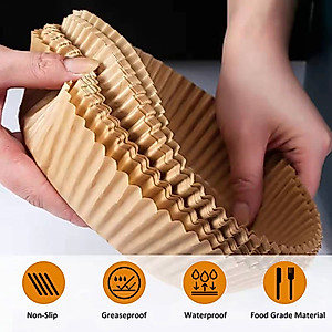 Disposable Air Fryer Paper Liners, 100 Pcs Round Non-Stick Parchment Paper, Oil-proof,Water-proof Cooking Baking Roasting Filter Pater for Air Fryers Basket, Microwave Oven, Frying Pan