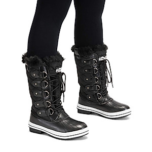 POLAR Womens Snow Boot Quilted Tall Winter Snow Waterproof Warm Rain Boot - 9 - GRS40 YC0007