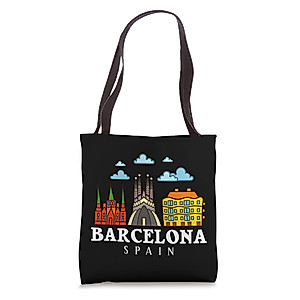 Barcelona Spain City Skyline Map Travel Tote Bag