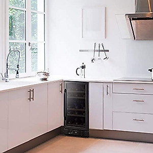 NewAir Freestanding 28 Bottle Dual Zone Wine Fridge, French Door, Black Stainless Steel