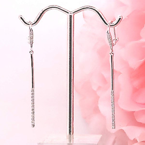 Dazzlingrock Collection 0.25 Carat (ctw) Round White Diamond Ladies Line Dangling Earrings 1/4 CT, 14K White Gold