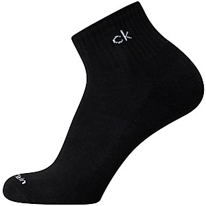 Calvin Klein Men's Socks - Cushioned Above Ankle Athletic Mini-Crew Socks (6 Pack), Size 7-12, Solid Black
