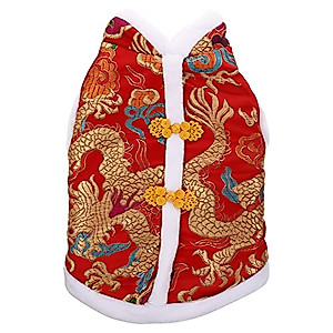 Balacoo Dog New Year Outfit Dog Chinese Style Clothes New Year Puppy Traditional Costume Winter Pet Coat Cute Blessing Suit Cosplay Party Apparel for Spring Festival