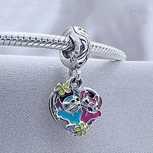 Stitch Dangle Charms for 925 Sterling Silver Pendant,Jewelry Bead Gift Women Bracelet&Necklace A0262