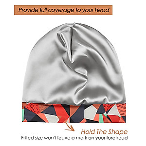 Satin Cap for Curly Hair Sleeping Silk Adjustable Red