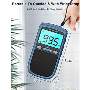 AM FM Walkman Radio: 900mAh Rechargeable Portable Transistor Pocket Radio with Best Reception Digital Tuning, LCD Screen,Stereo Earphone Jack, Sleep Timer and Alarm Clock for Jogging,Walking(Blue)