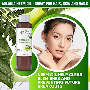 MILANIA Premium Organic Neem Oil (8 Oz.) Virgin, Cold Pressed, Unrefined 100% Pure Natural Grade A. Excellent Quality.