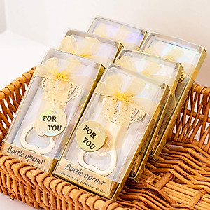 NC 24PCS Crown Bottle Opener Crown Baby Shower or Wedding Even Birthday Party Gifts for Guests, Baby Shower or Gold Wedding Favors Bridal Shower Favors,Birthday Decorations Supplies (gold, 24)