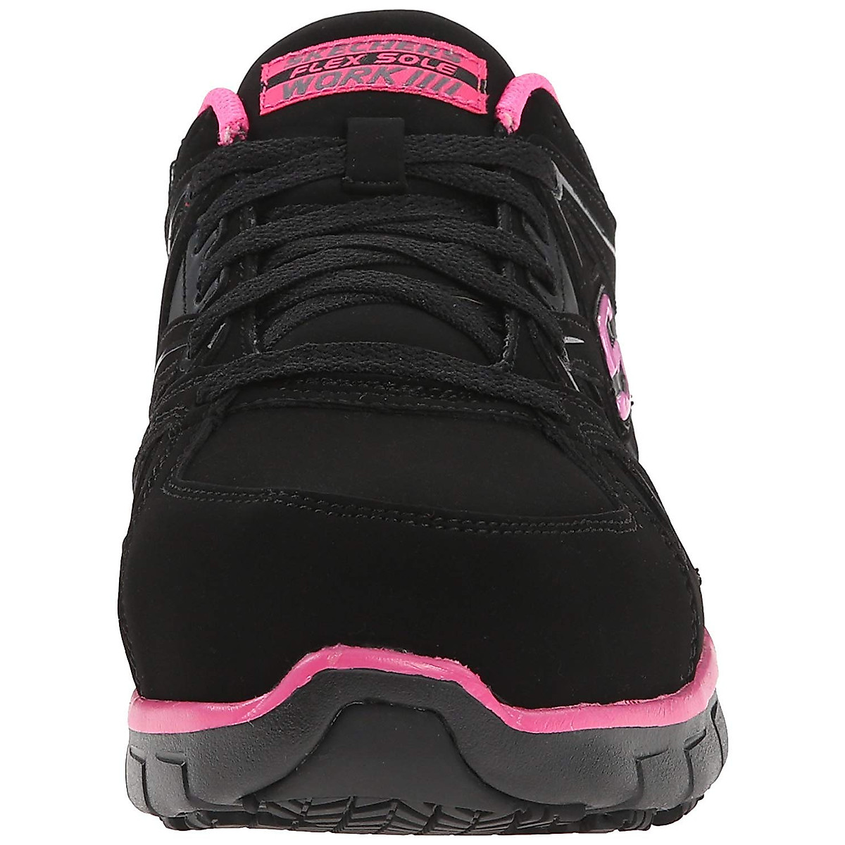 Skechers for Work Women's Synergy Sandlot Lace-Up, Black/Pink, 7.5 XW US