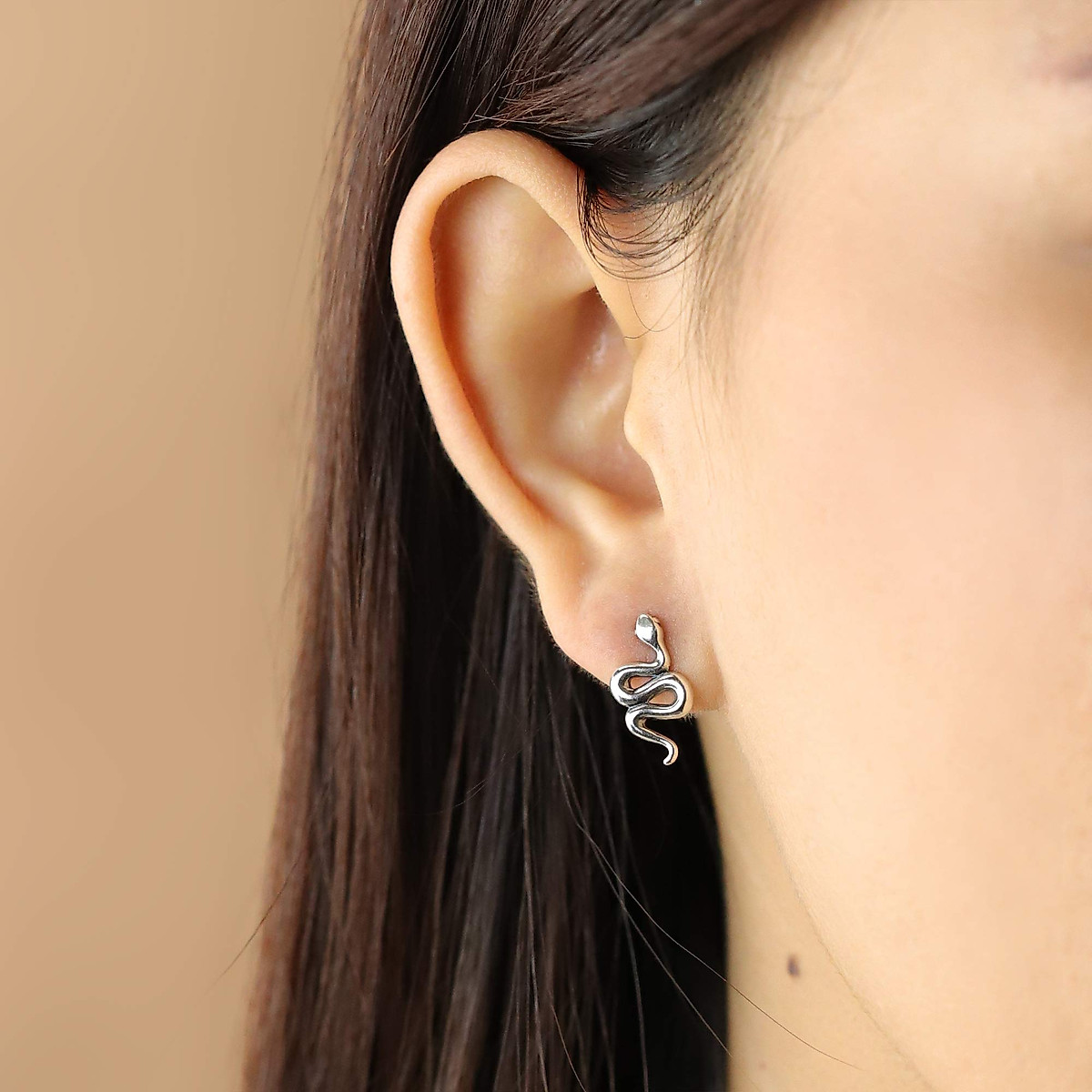 Boma Jewelry Sterling Silver Snake Stud Earrings