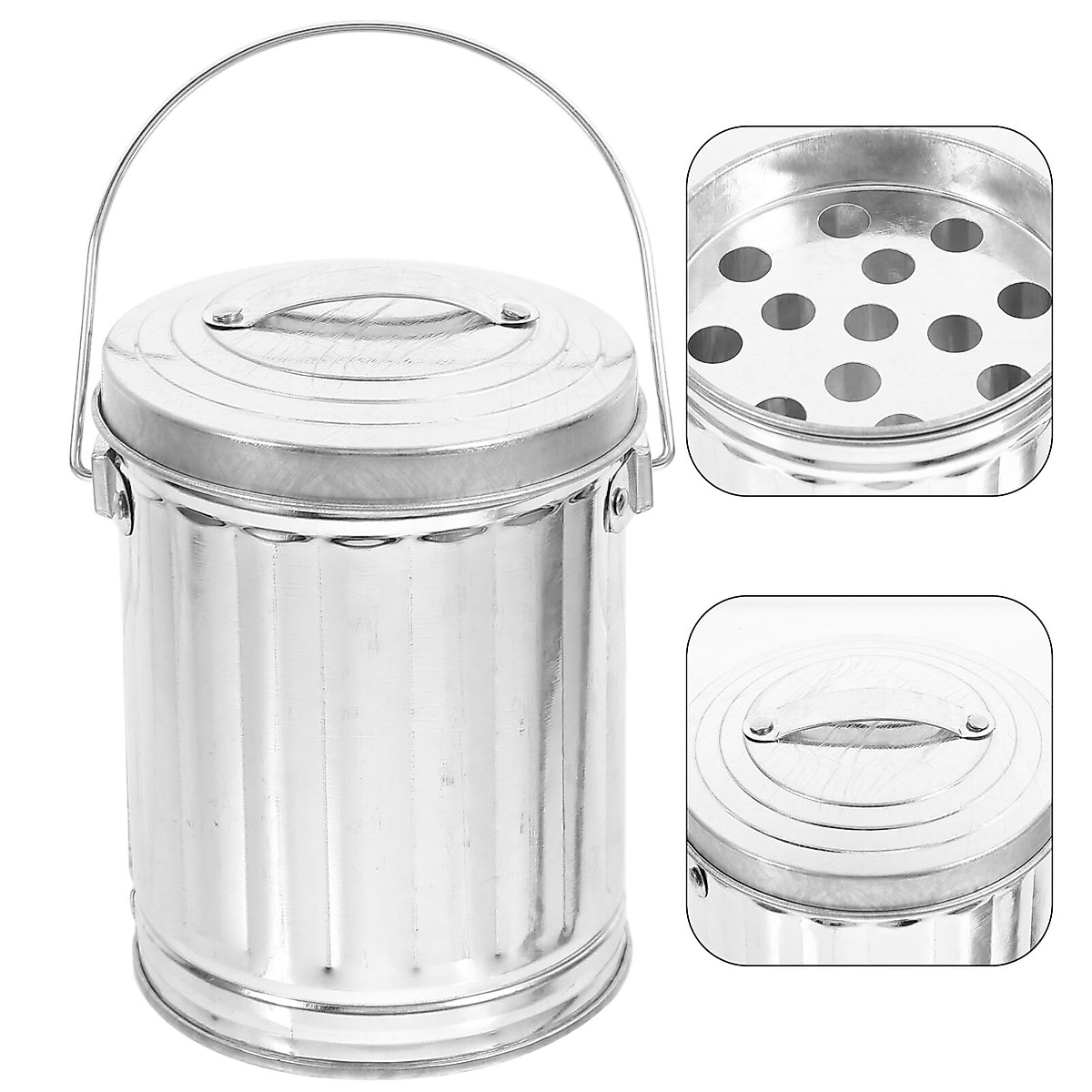 BESTOYARD Mini Desktop Trash Can with Lid Metal Rubbish Bin Tiny Garbage Can Mini Tabletop Flowerpot Pen Holder for Home Office Countertop
