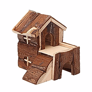 emours Natural Chewable Hamster Hideout Wooden Hut Play House, Small