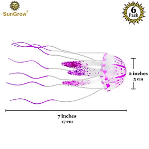 Jellyfish Aquarium Decorations, Silicone Fish Tank Ornaments, Colorful Decor Glows in Blacklight, Adds Beauty to Freshwater & Saltwater Tanks and Terrariums, 6pcs
