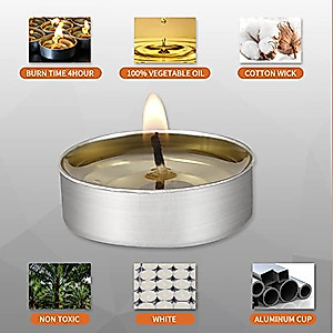 AlterEgo Unscented Tea Lights - 100 Pack Tealight Candles - 4+ Hour Burn Time - Clean-Burning White Palm Votive Smokeless Tealights Candles for Home, Shabbat & Anniversaries (100Pack)