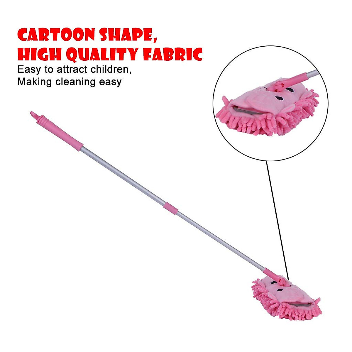 Toxz Kid's Housekeeping Cleaning Tools Set-3pcs, Small Mop Small Broom Small Dustpan,Adjustable Length,Labor-Saving,Suitable for Childs, Fabric