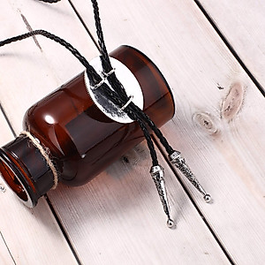 Jstyle 4Pcs Bolo Tie for Men Western Cowboy Leather Necktie Halloween Costume Accessories for Men Women